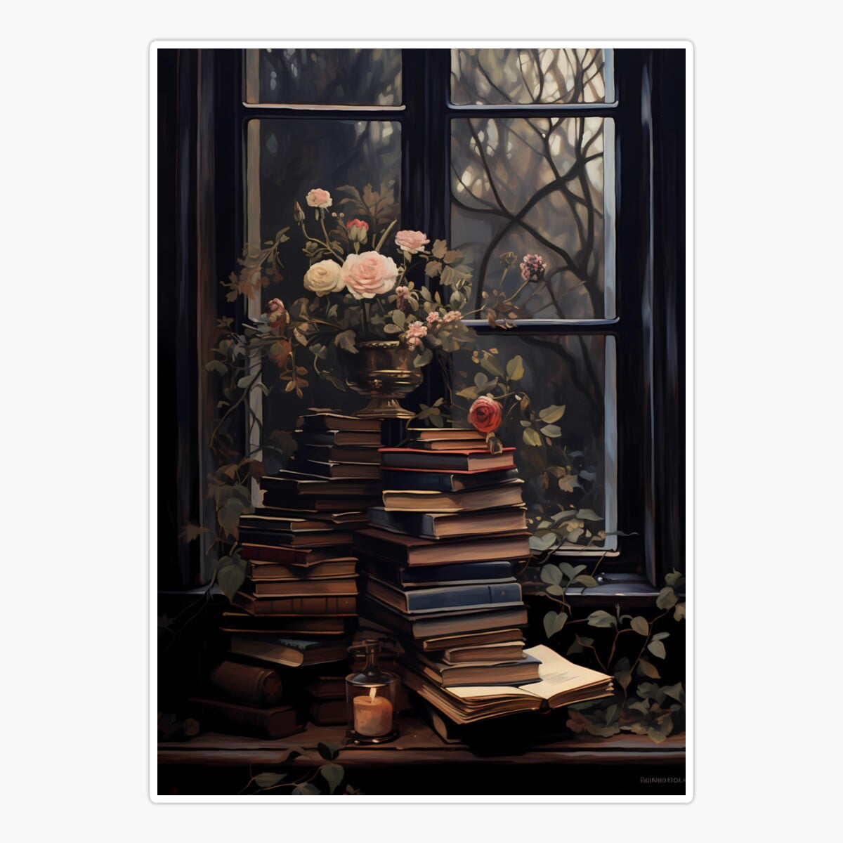 Onim Books Victorian Art Dark Academia Gothic Cottagecore Decor Sticker ...