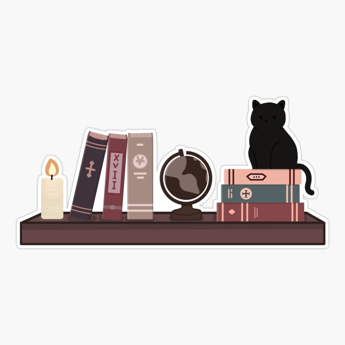 Onim Bookshelf Dark Academia Aesthetic Sticker, Phone Decal Water ...