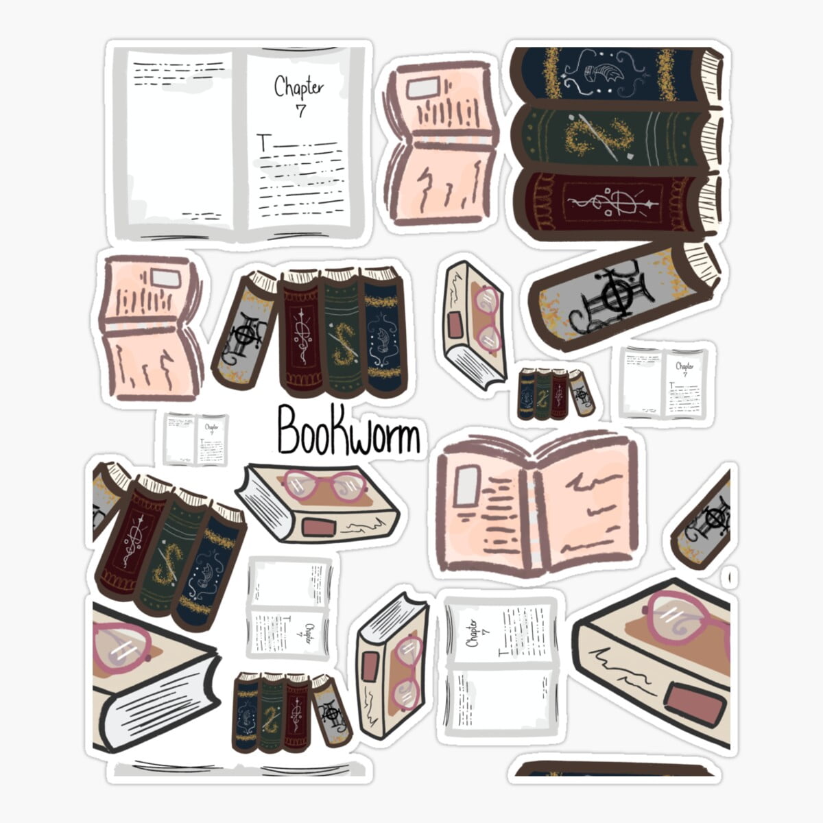 Onim Bookworm_Dark_Academia Sticker, Phone Decal Water Bottle Stickers ...