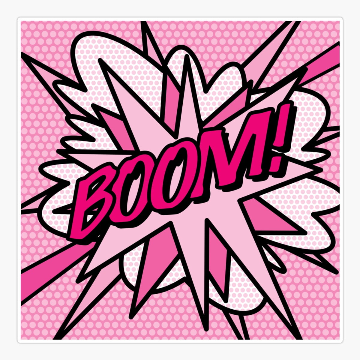Onim Boom Pink Comic Book Pop Art Modern Fun Retro Sticker, Phone Decal ...