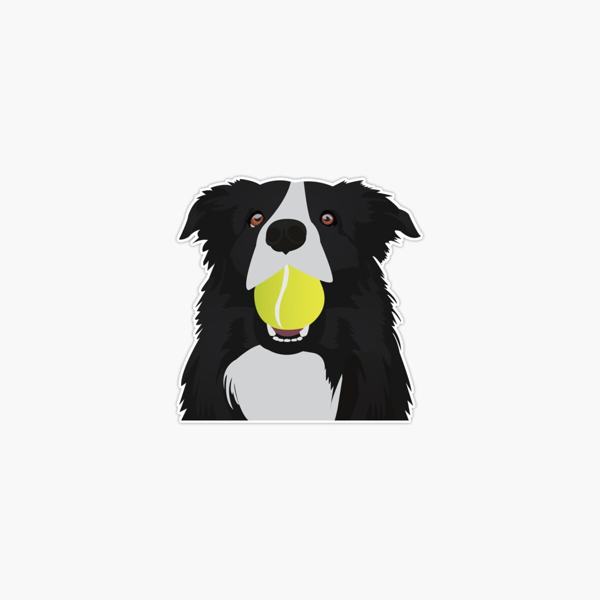Onim Border Collie With A Tennis Ball Sticker, Phone Decal Water Bottle ...