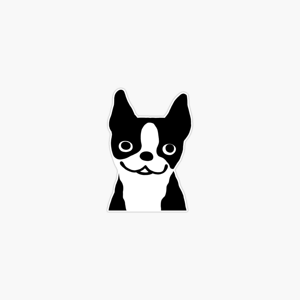 Onim Boston Terrier Smiling Face Sticker, Phone Decal Water Bottle ...