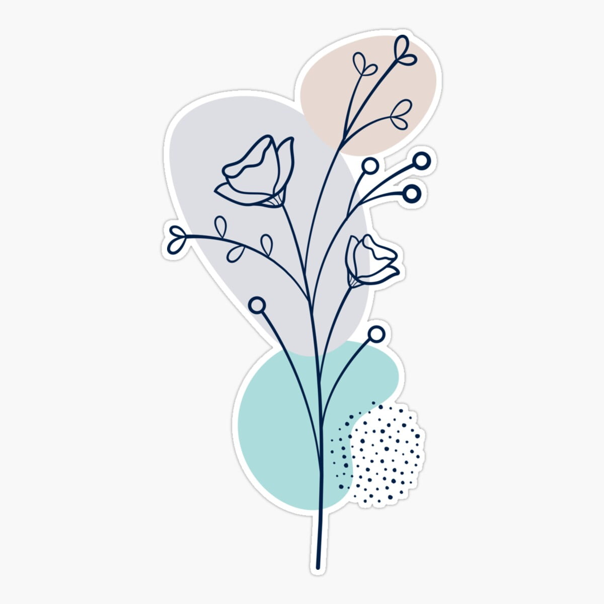 Onim Botanic Flower Line Sticker, Phone Decal Water Bottle Stickers Car ...