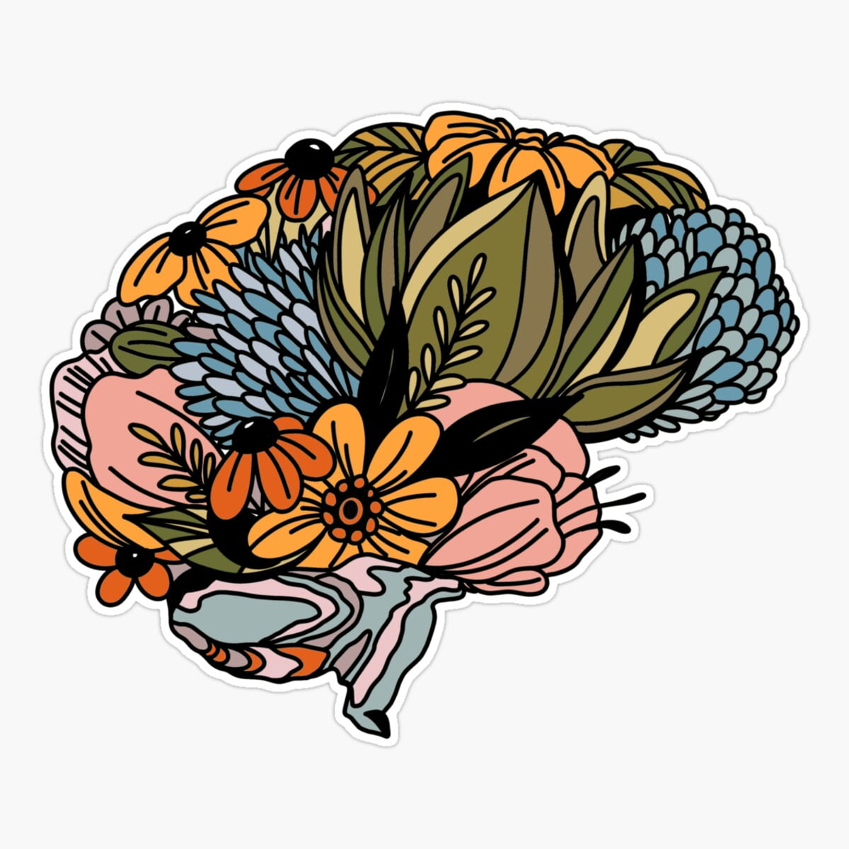 Onim Botanical Brain Sticker, Phone Decal Water Bottle Stickers Car ...