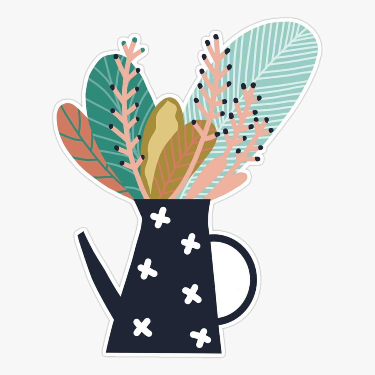 Onim Botanical Coffee Pot Sticker, Phone Decal Water Bottle Stickers ...