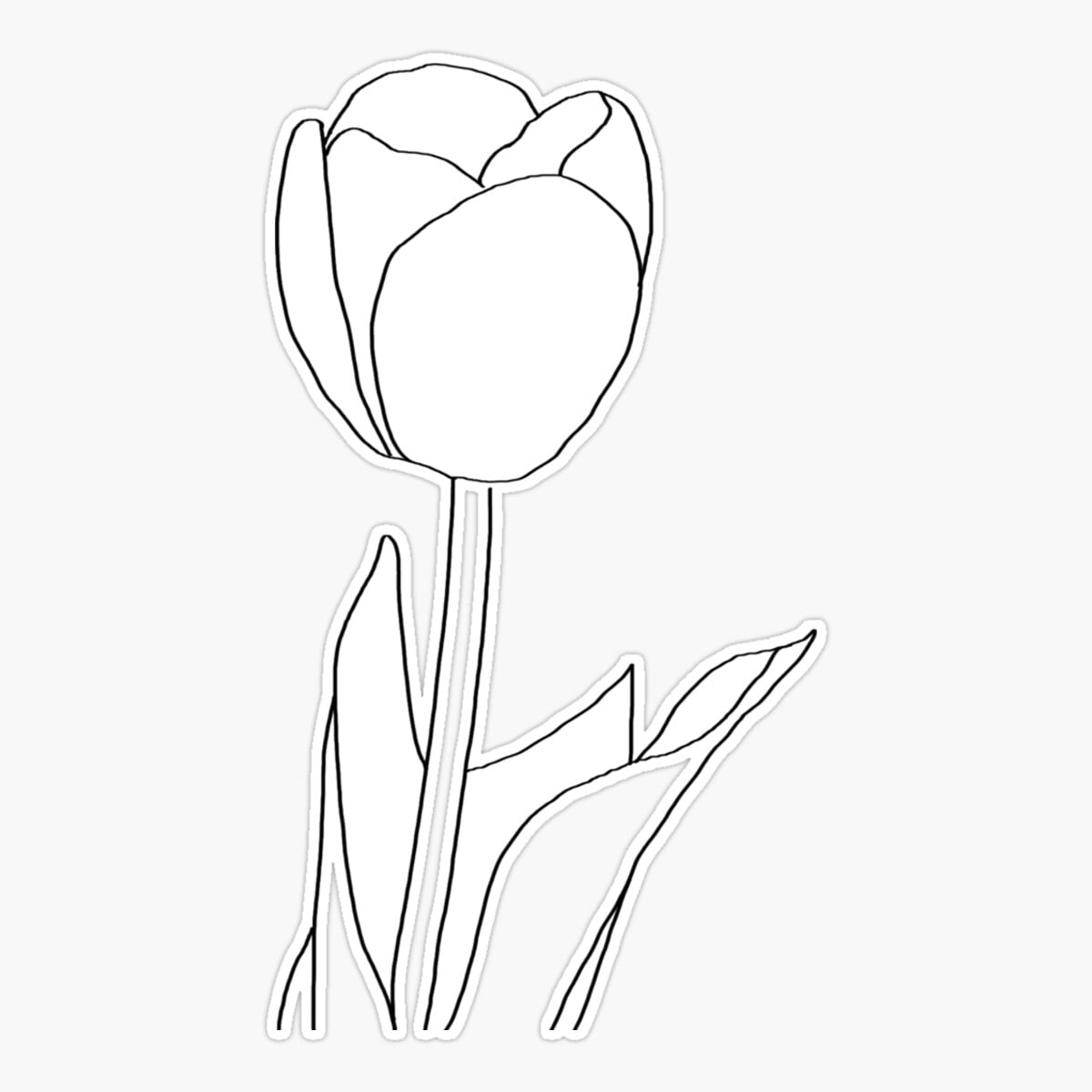 Onim Botanical Line Art - Tulip Sticker, Phone Decal Water Bottle ...