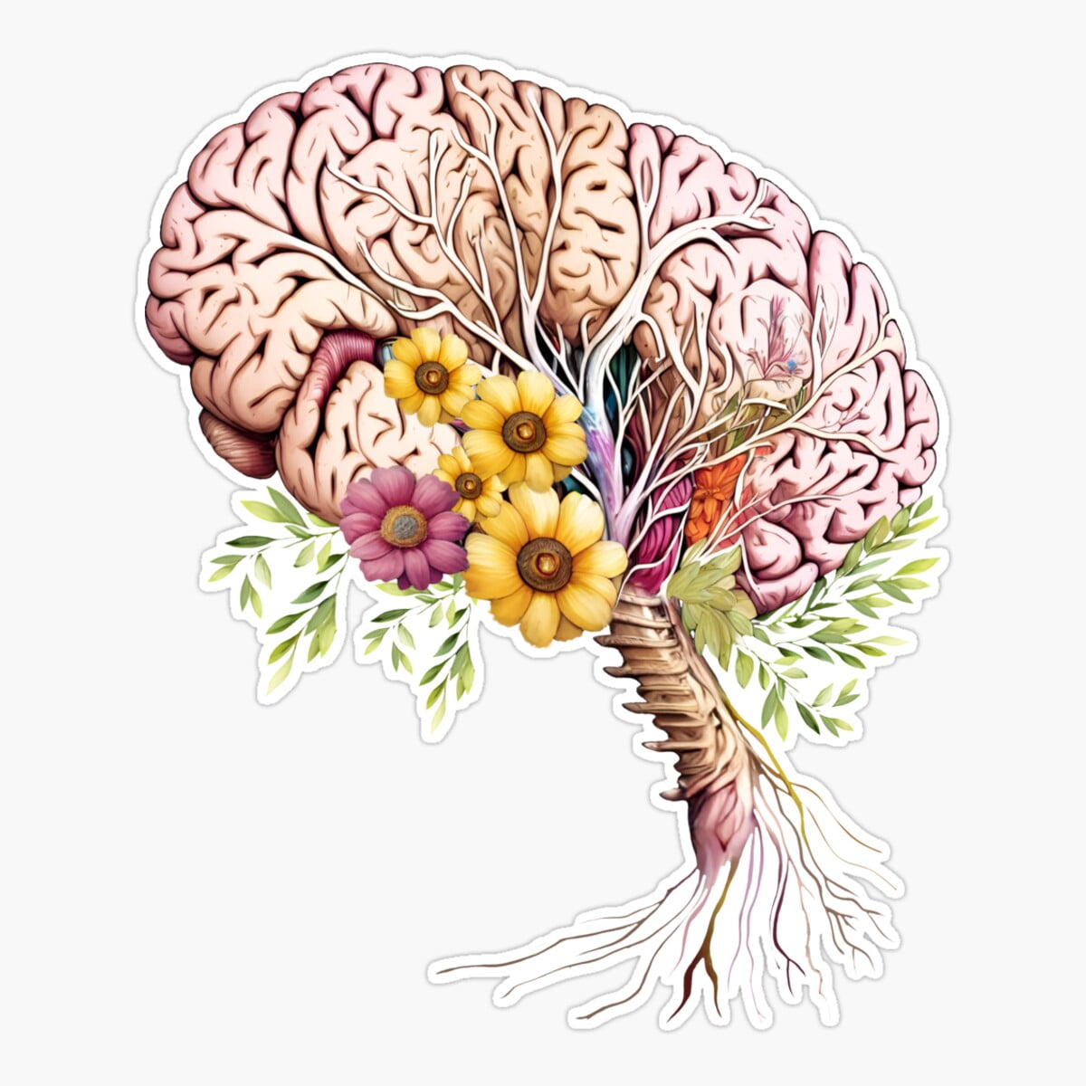 Onim Botanical Side Brain, Leaves, Positivity, Creativity, Right ...