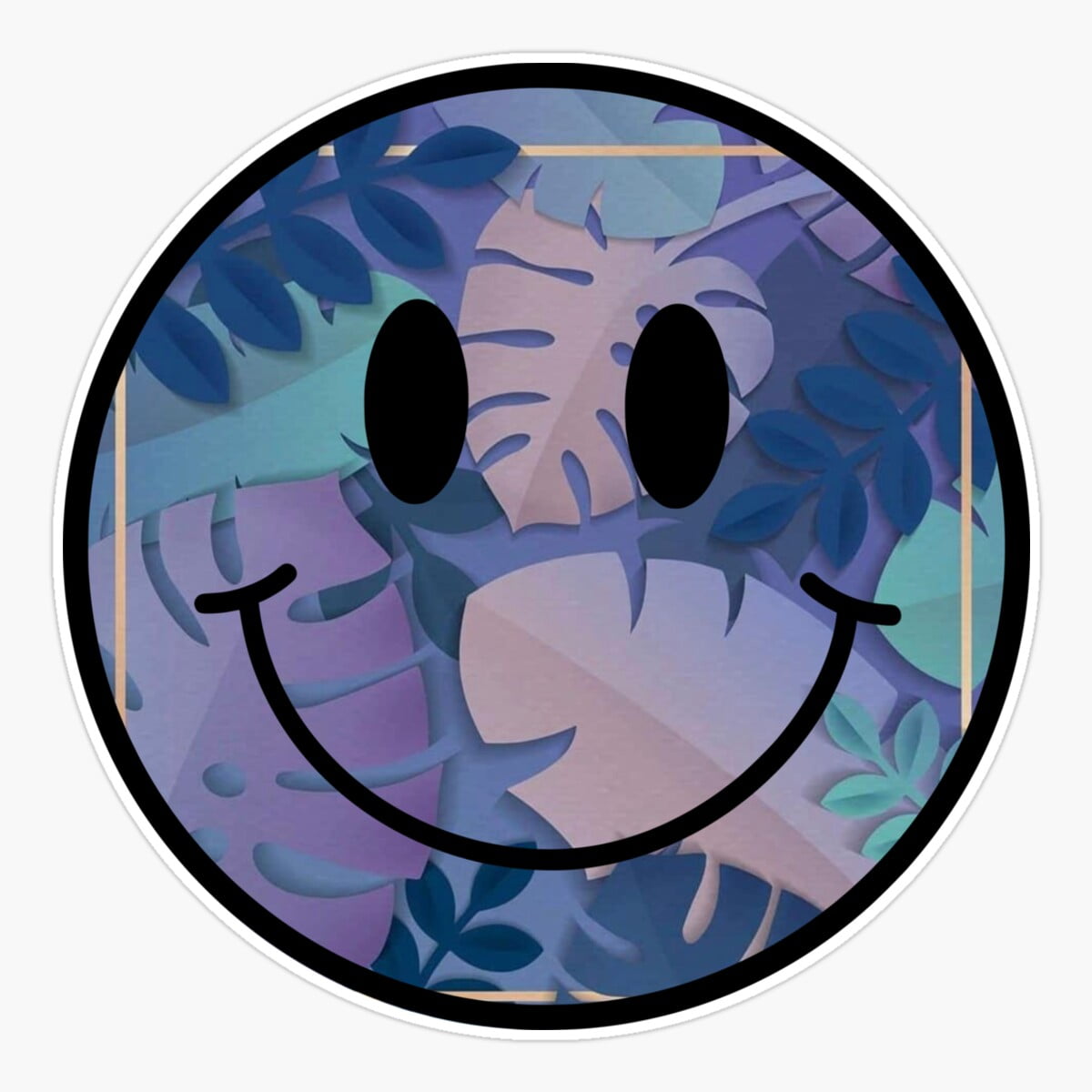 Onim Botanical Smiley Face Sticker, Phone Decal Water Bottle Stickers Car Decals, Funny Birthday ...