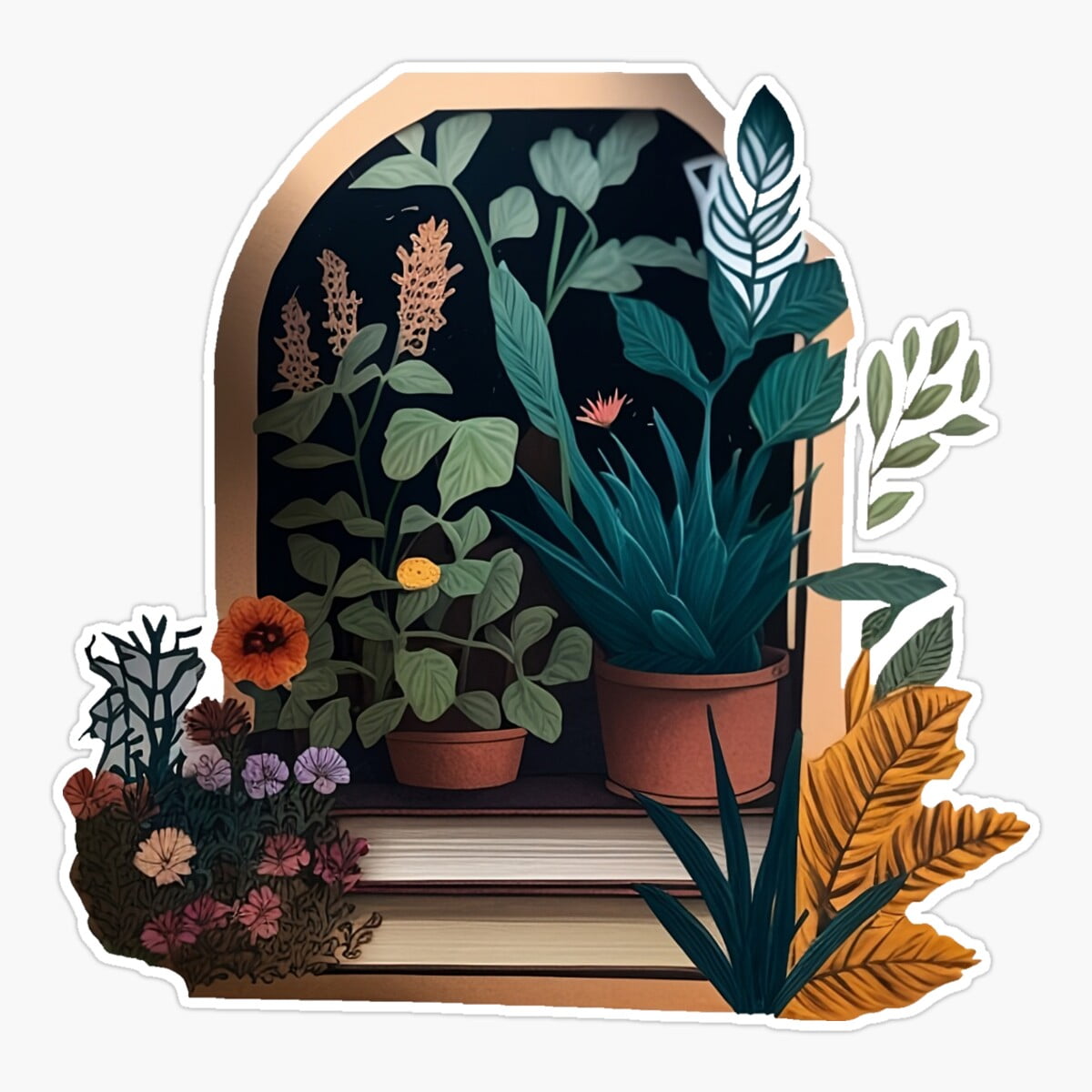 Onim Botanical Window Sill Sticker Sticker, Phone Decal Water Bottle ...