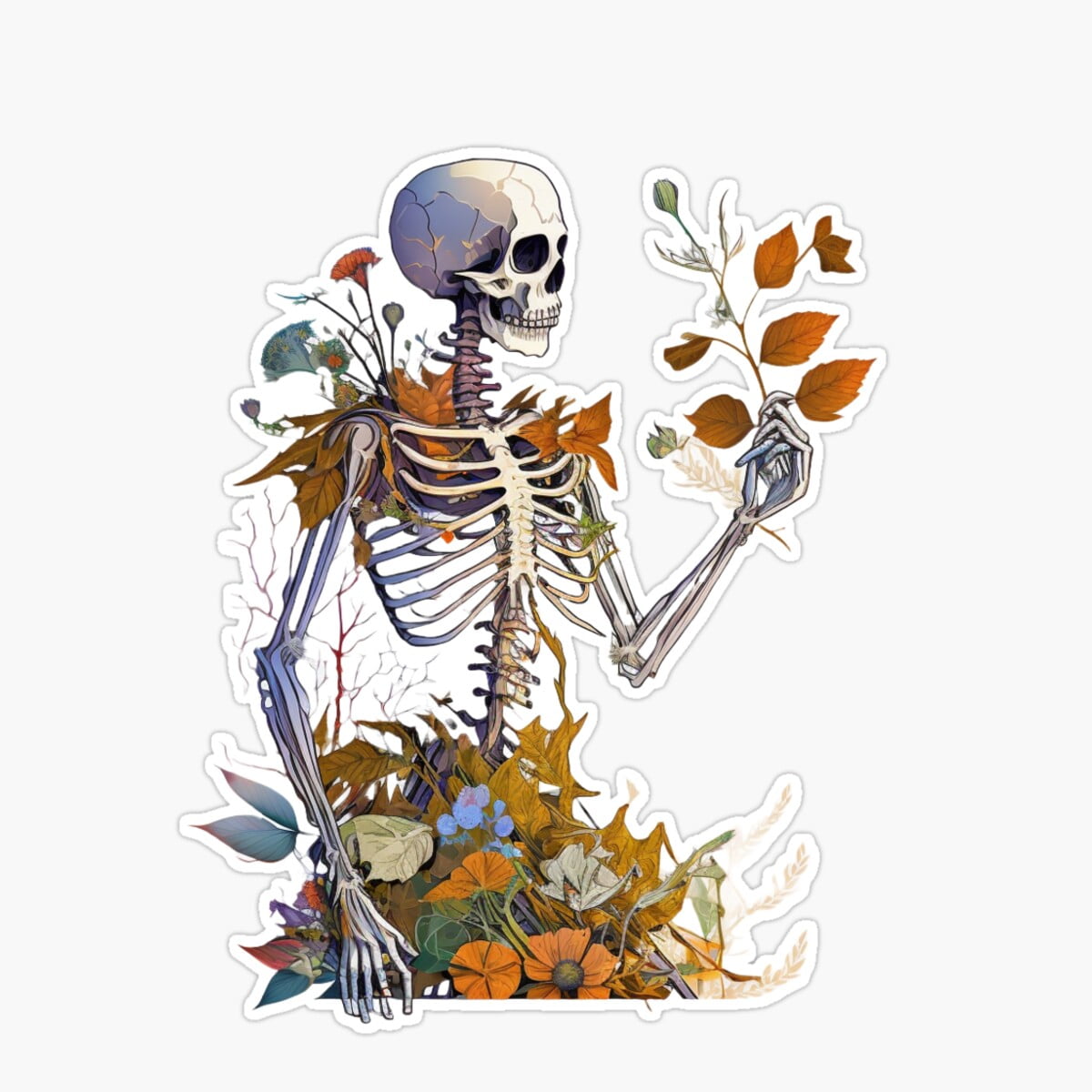 Onim Botanist Skeleton Design Sticker, Phone Decal Water Bottle ...