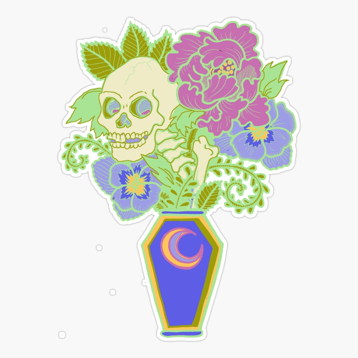 Onim Bouquet Decay - Memento Mori (Colored Version) Sticker, Phone ...