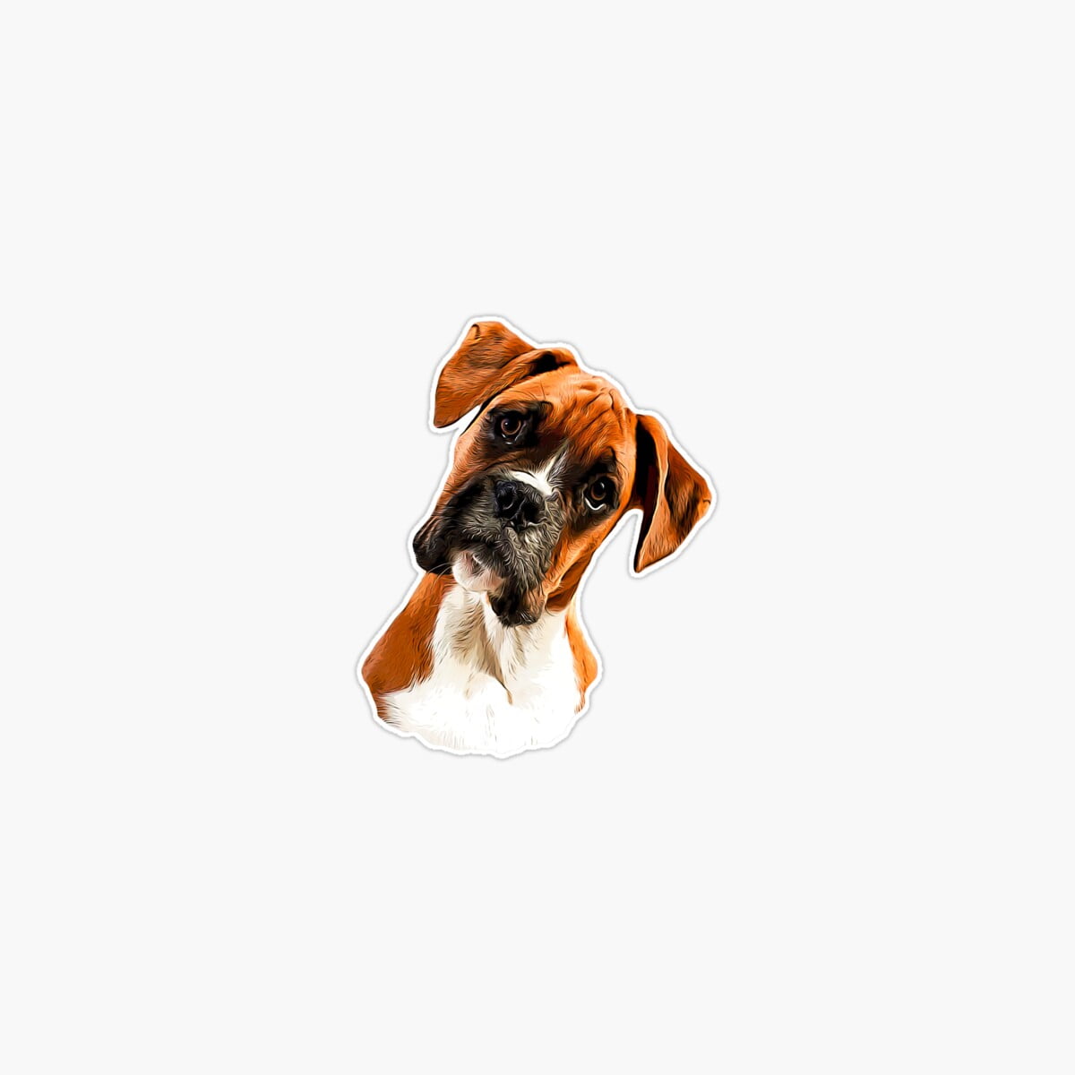 Onim Boxer A Beautiful Boxer Head Tilt Sticker, Phone Decal Water ...