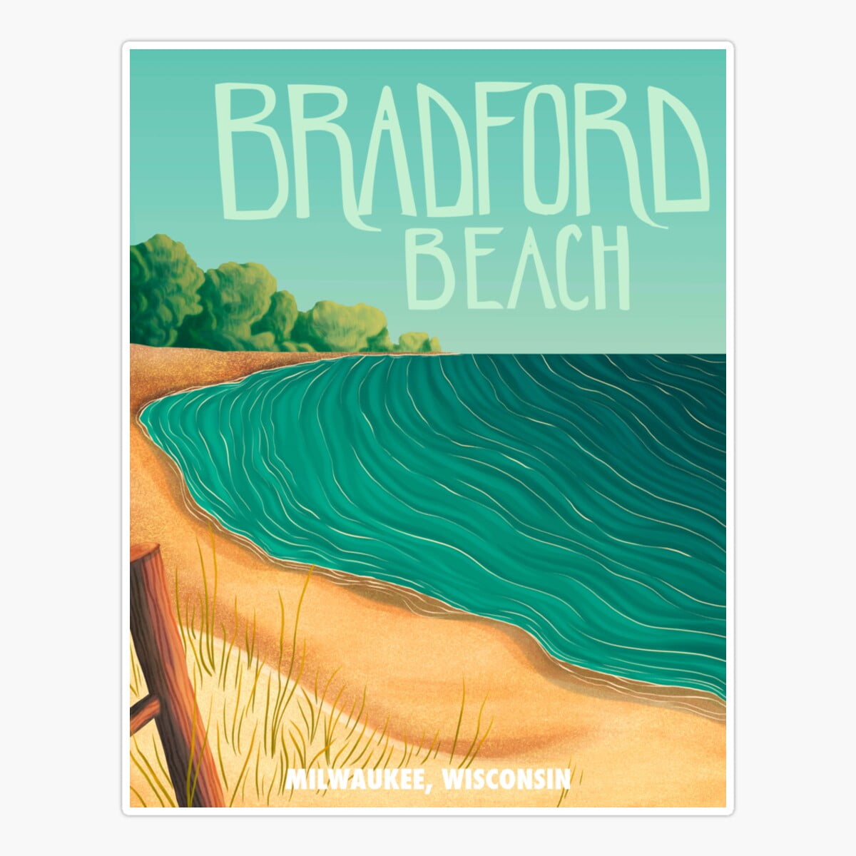 Onim Bradford Beach Sticker, Phone Decal Water Bottle Stickers Car ...