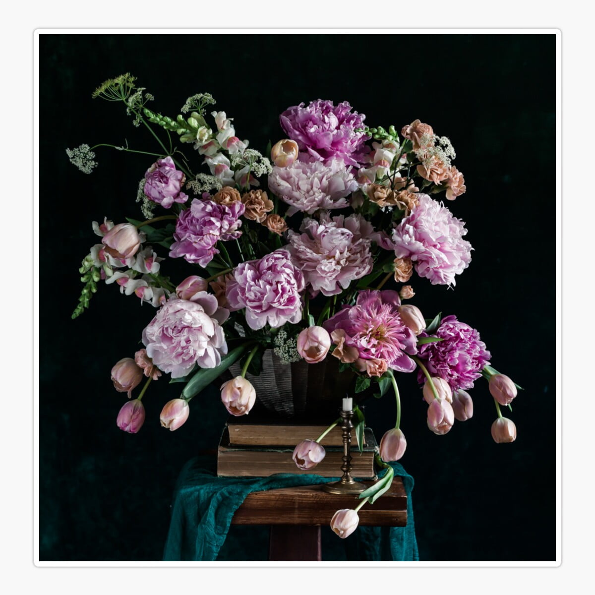 Onim Brass Vessel On Books With A Candlestick Sticker, Phone Decal ...