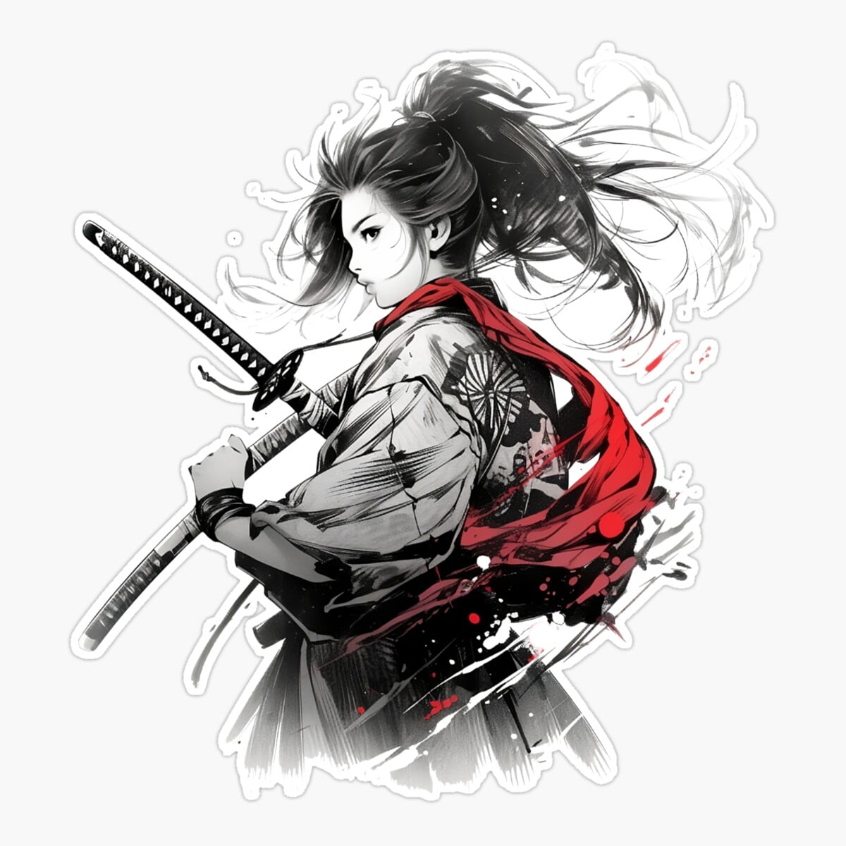 Onim Brave Kunoichi: Traditional Japanese Warrior Design Sticker, Phone ...