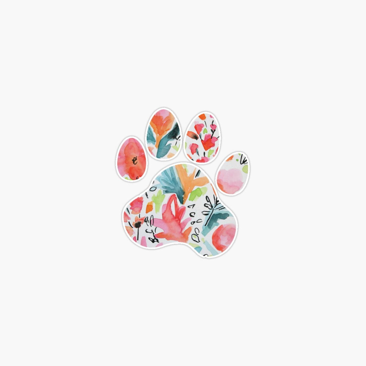 Onim Bright Floral Paw Print Sticker - Walmart.com