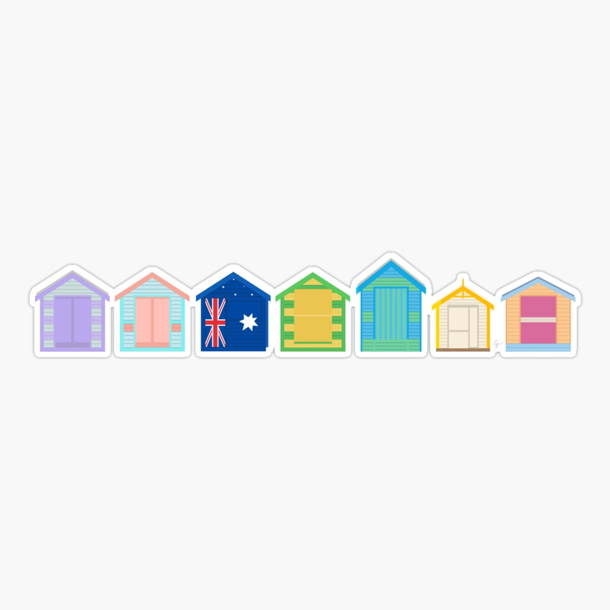 Onim Brighton Beach Bathing Boxes, Melbourne, Australia Sticker, Phone ...