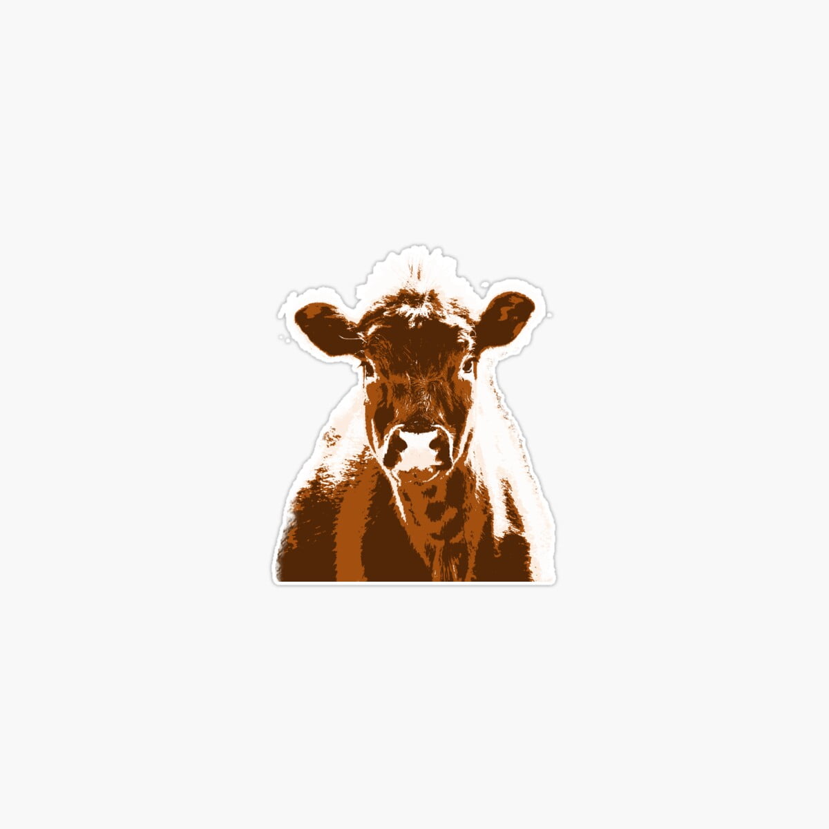 Onim Brown Cow Farm Animal Sticker, Phone Decal Water Bottle Stickers ...