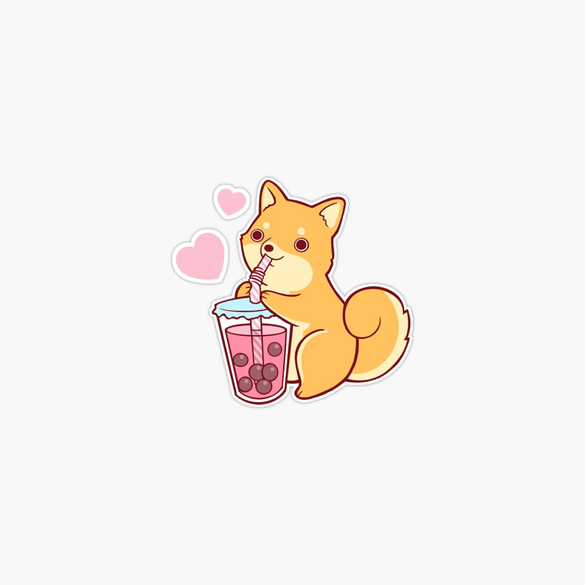 Onim Bubble Tea Shiba Sticker, Phone Decal Water Bottle Stickers Car ...