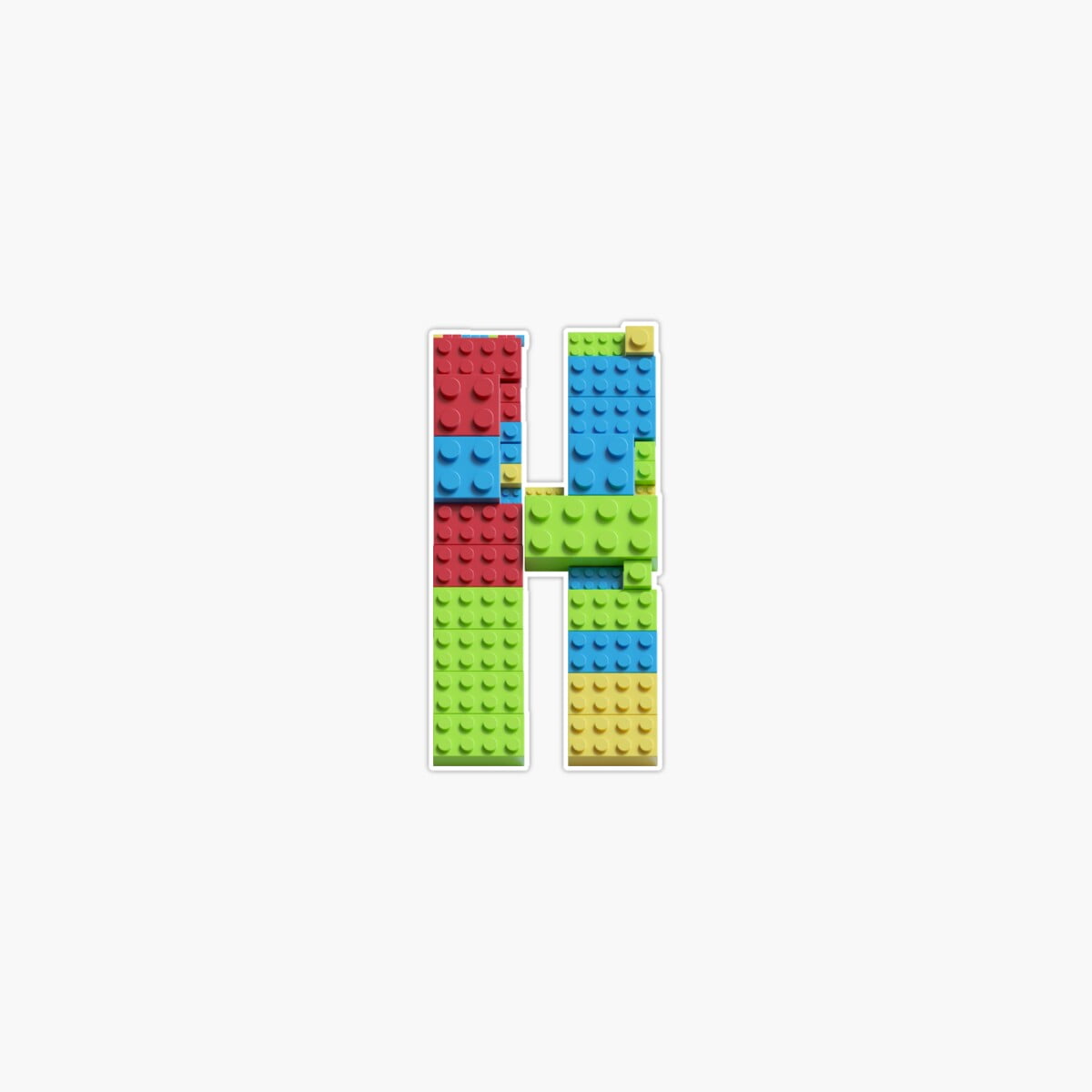 Onim Building Brick Initial H In Primary Colors Sticker, Phone Decal ...