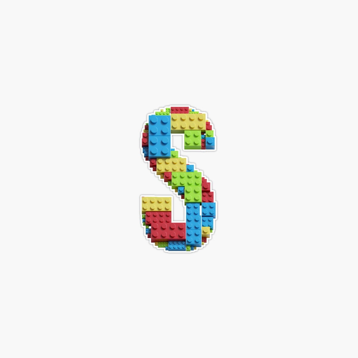 Onim Building Brick Initial S in Primary Colors Sticker - Walmart.com