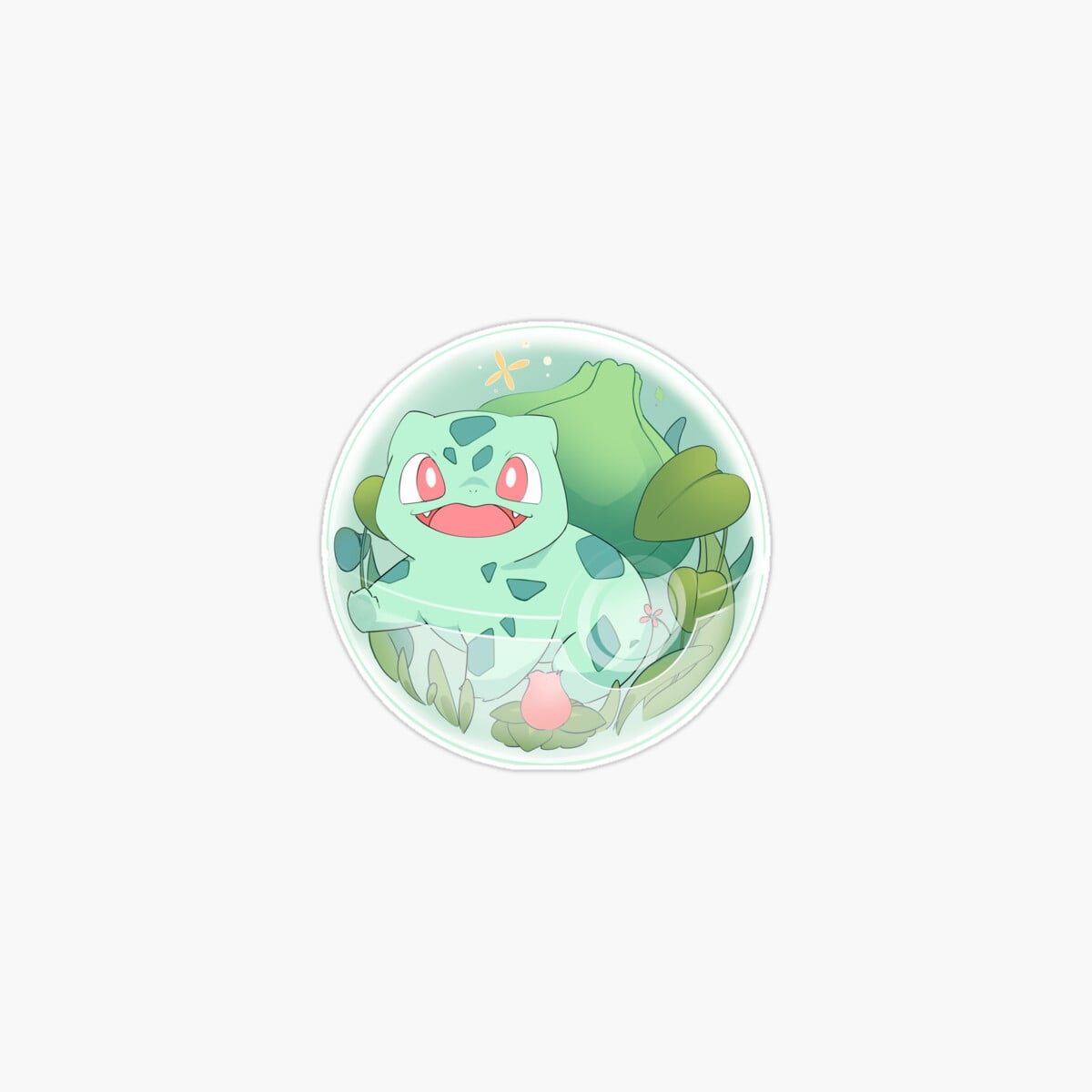 Onim Bulbasaur In A Pokeball Sticker, Phone Decal Water Bottle Stickers ...