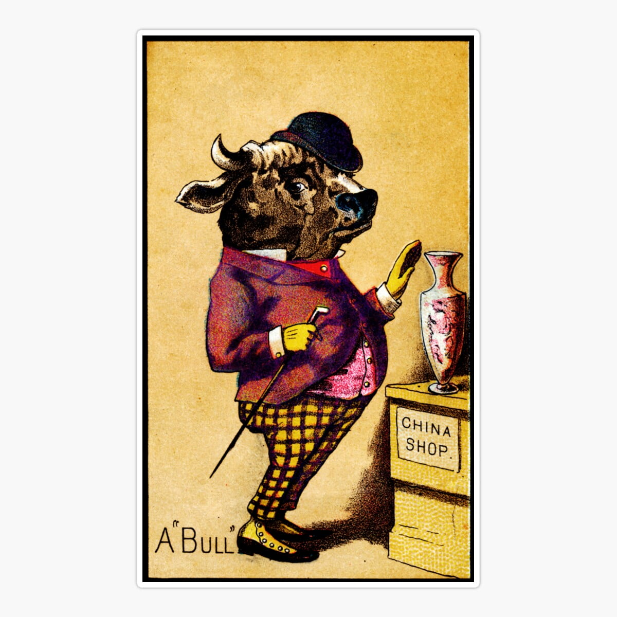 Onim Bull In A China Shop Sticker, Phone Decal Water Bottle Stickers ...