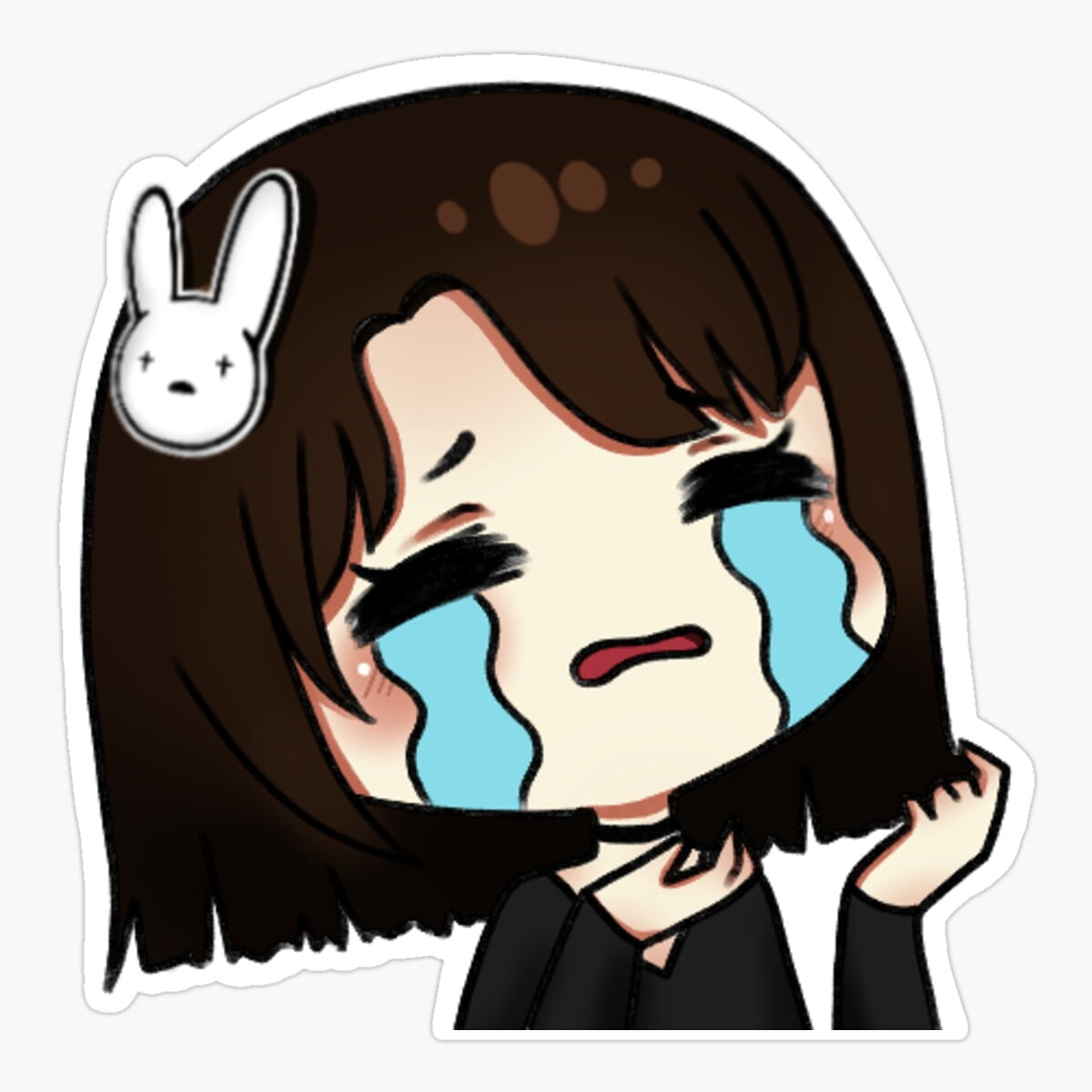 Onim Bunny Girl Crying Sticker, Phone Decal Water Bottle Stickers Car ...