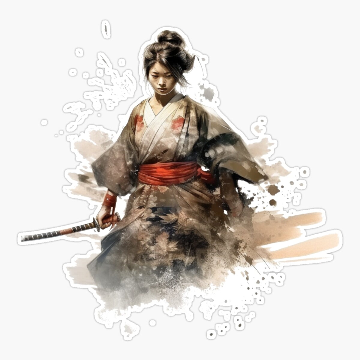 Onim Bushi Design: Elegant Japanese Samurai Warrior Sticker, Phone ...