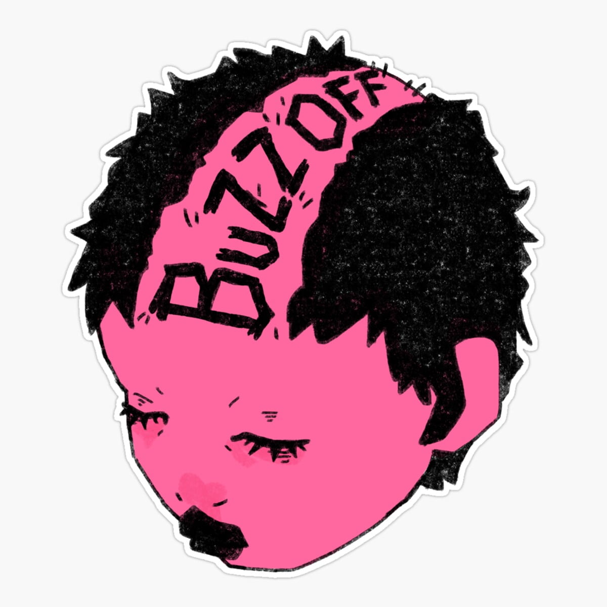 Onim Buzz Off Buzzcut Shaved Head Girl | Indie Grunge Design Sticker ...