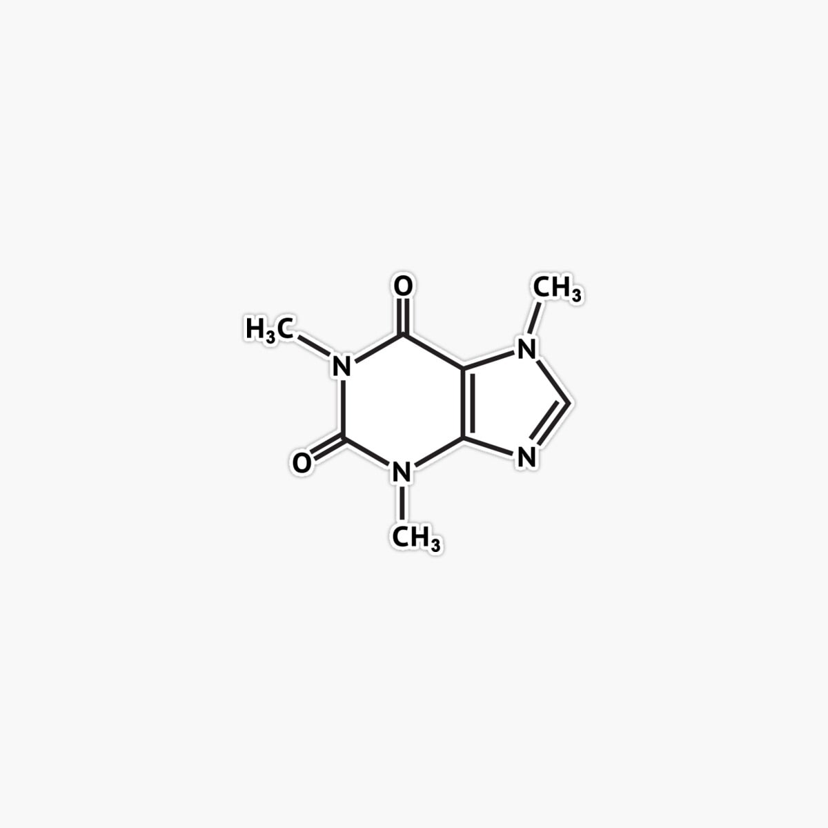 Onim Caffeine Molecule Molecular Structure Sticker, Phone Decal Water ...
