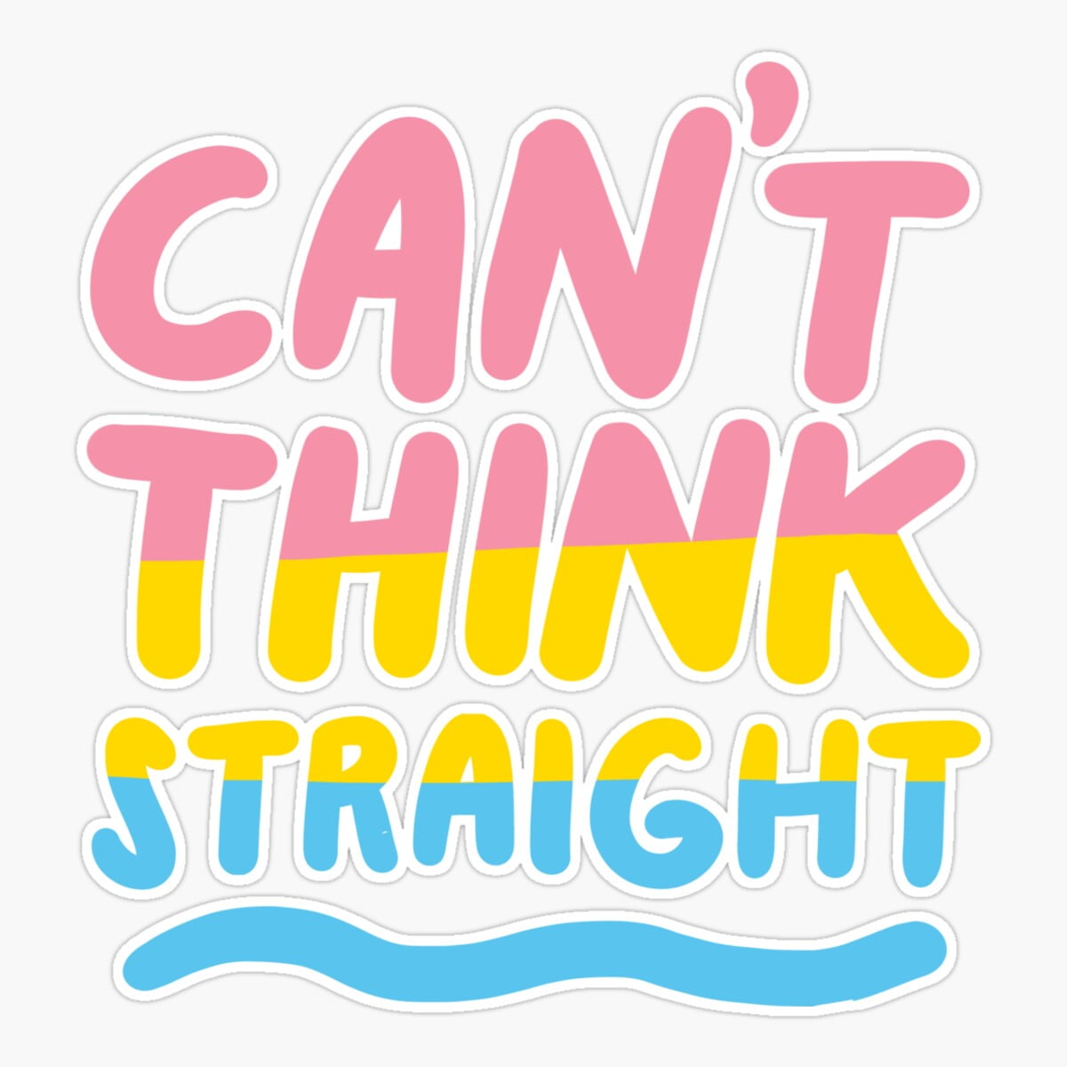 Onim Can'T Think Straight Pansexual Lgbtqia Pride Flag Sticker, Phone ...