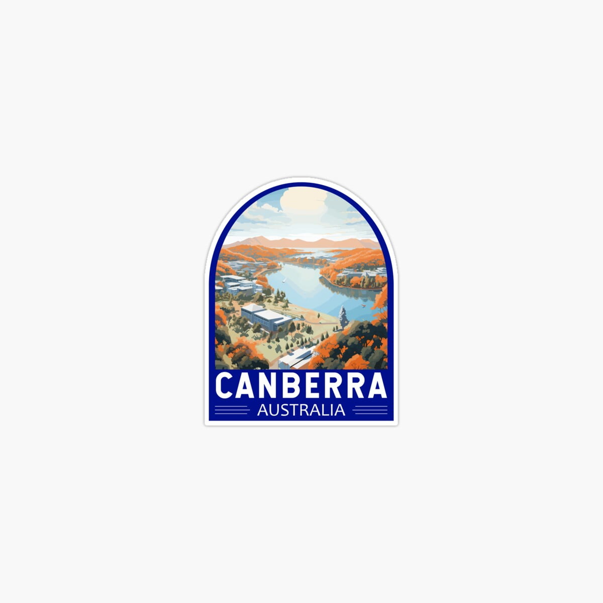 Onim Canberra Australia Travel Art Emblem Sticker, Phone Decal Water ...