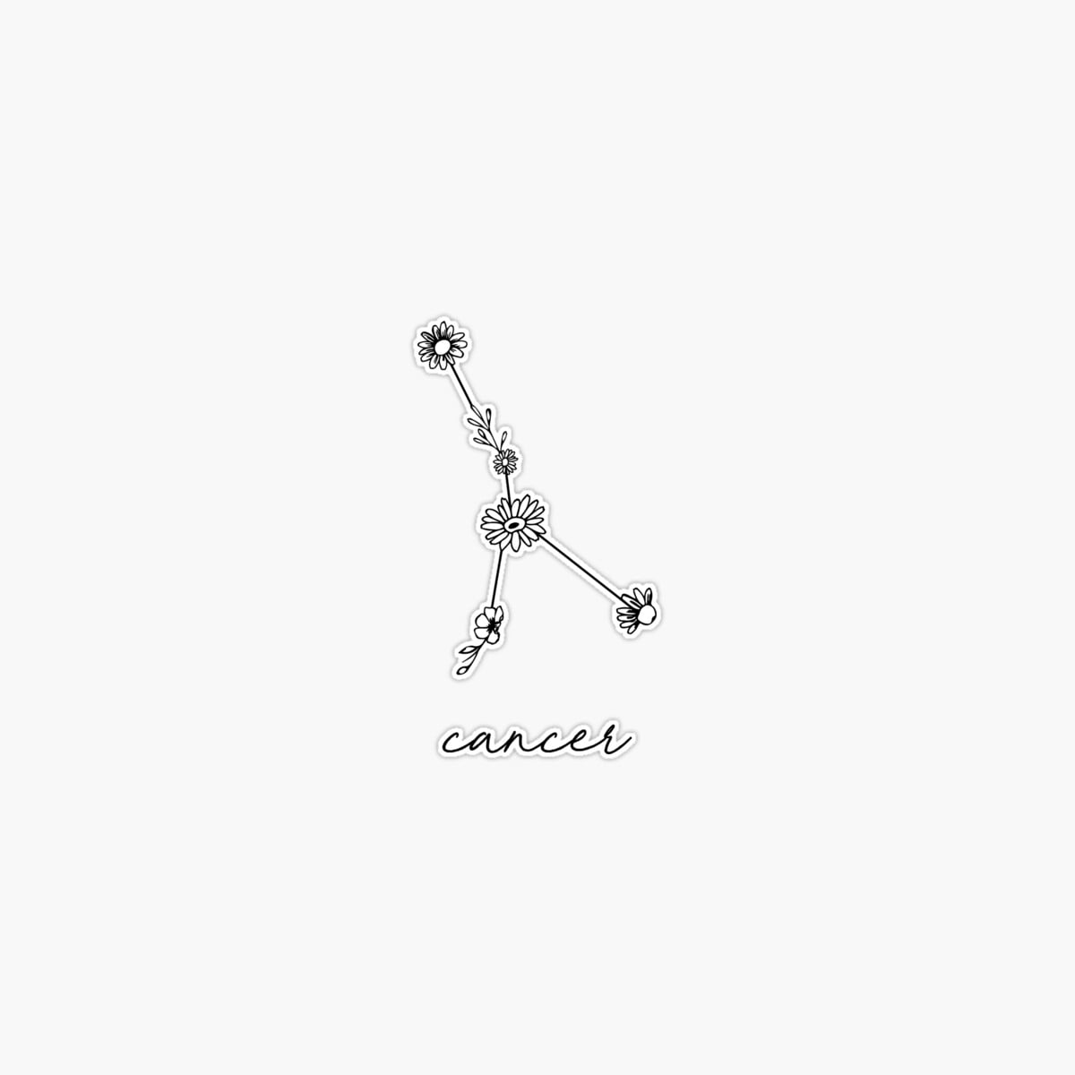 Onim Cancer Zodiac Wildflower Constellation Sticker, Phone Decal Water ...