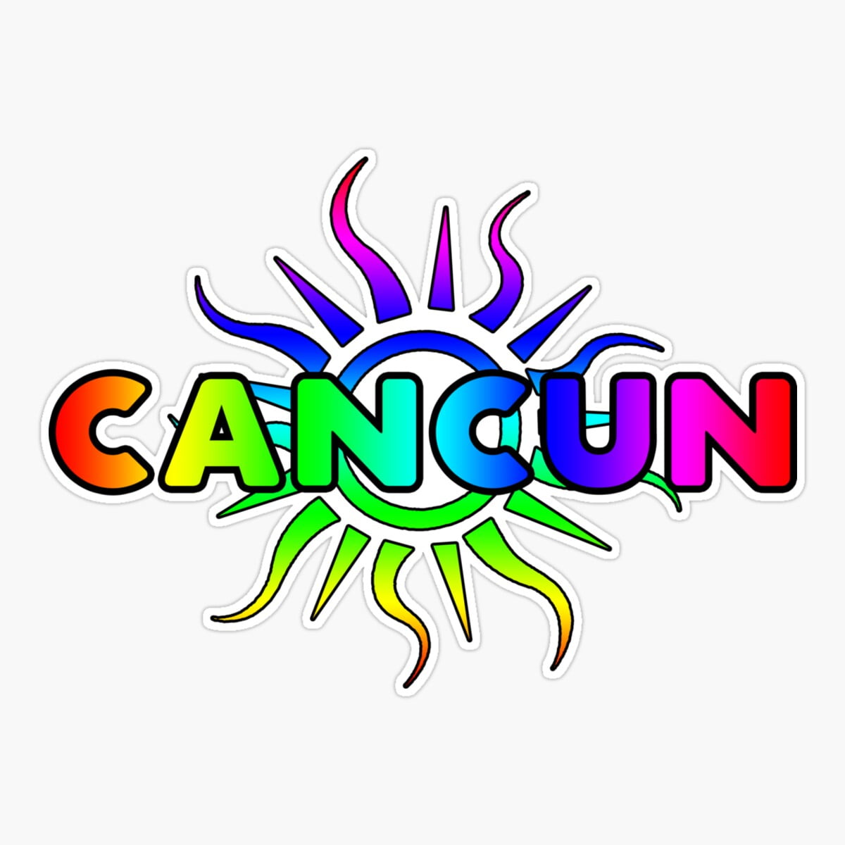 Onim Cancun Mexico Tropical Sun Typography Beach Caribbean Sea Sticker ...