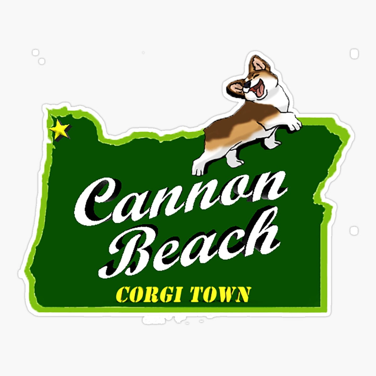 Onim Cannon Beach - Corgi Town Sticker, Phone Decal Water Bottle ...