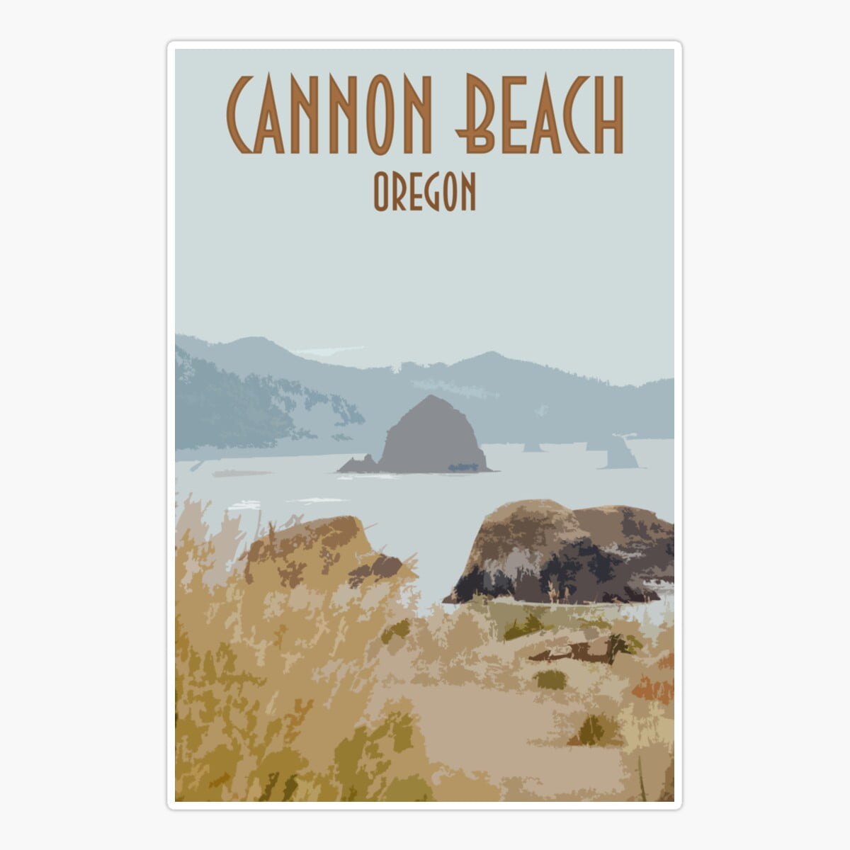 Onim Cannon Beach Vintage Travel Sticker, Vintage Travel Poster Sticker ...