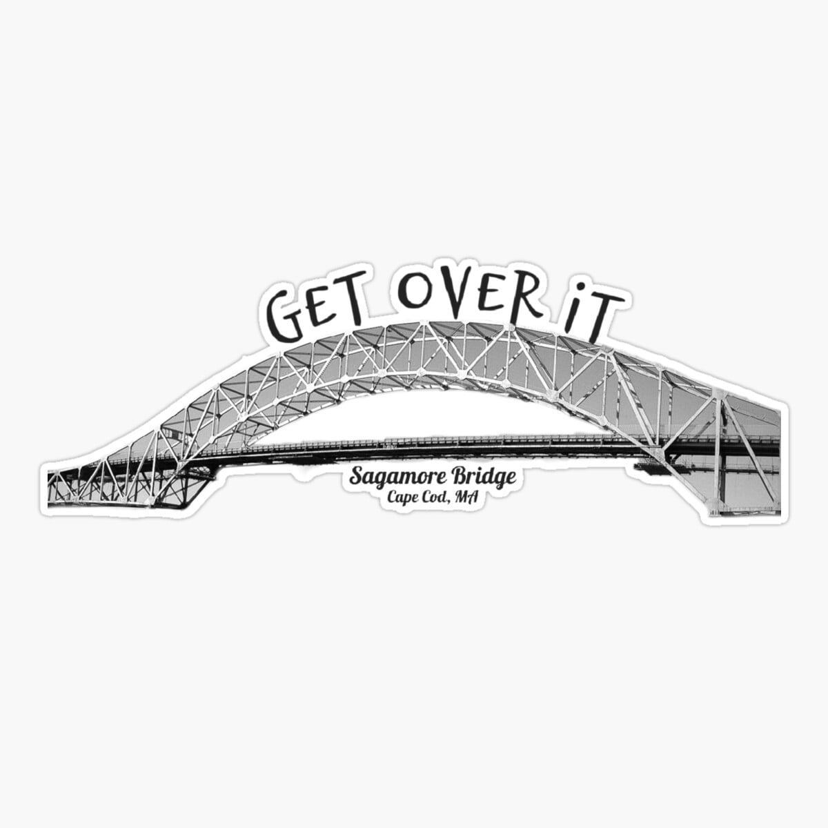 Onim Cape Cod Bridge Get Over It (Sagamore) Sticker, Phone Decal Water ...