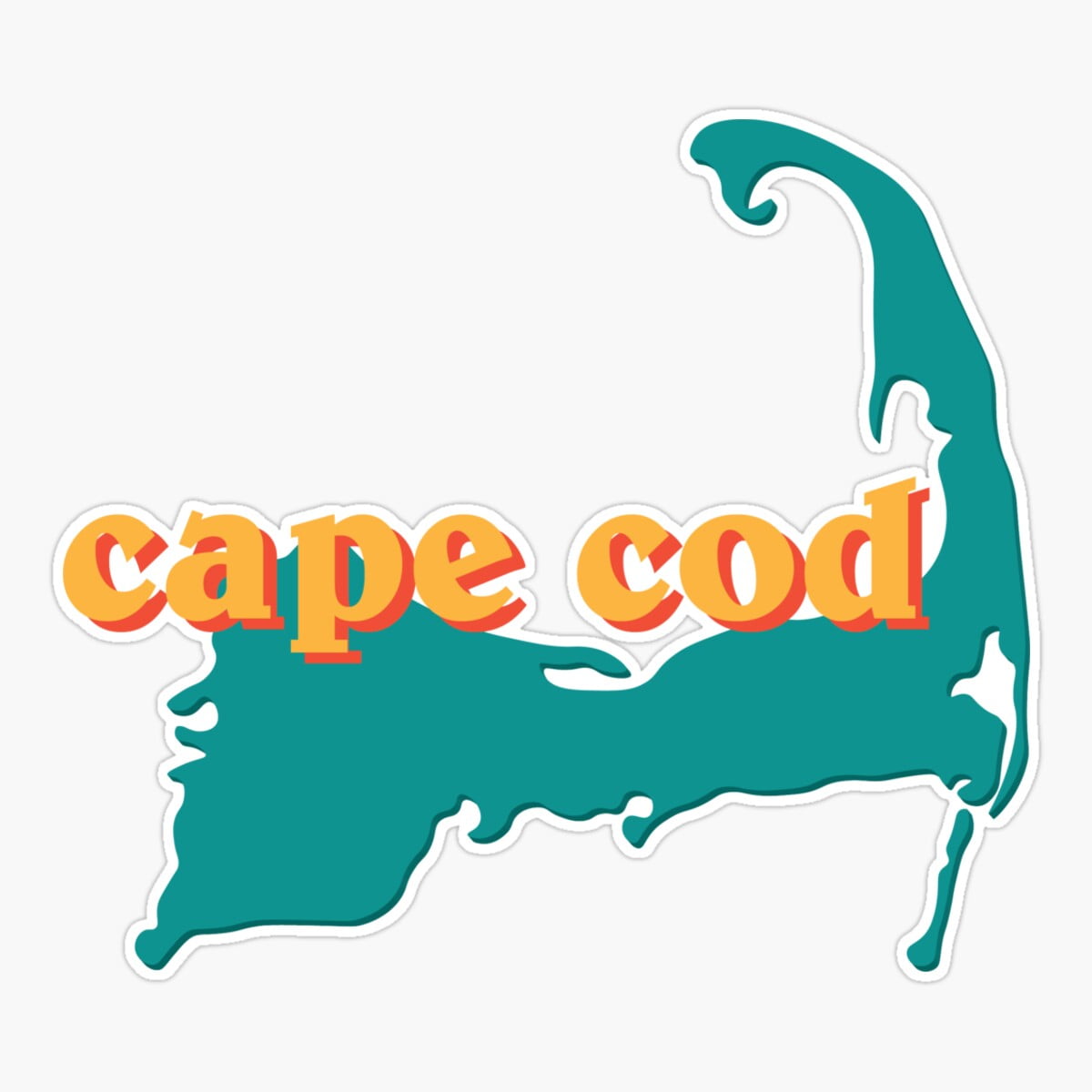 Onim Cape Cod Sticker Sticker, Phone Decal Water Bottle Stickers Car ...