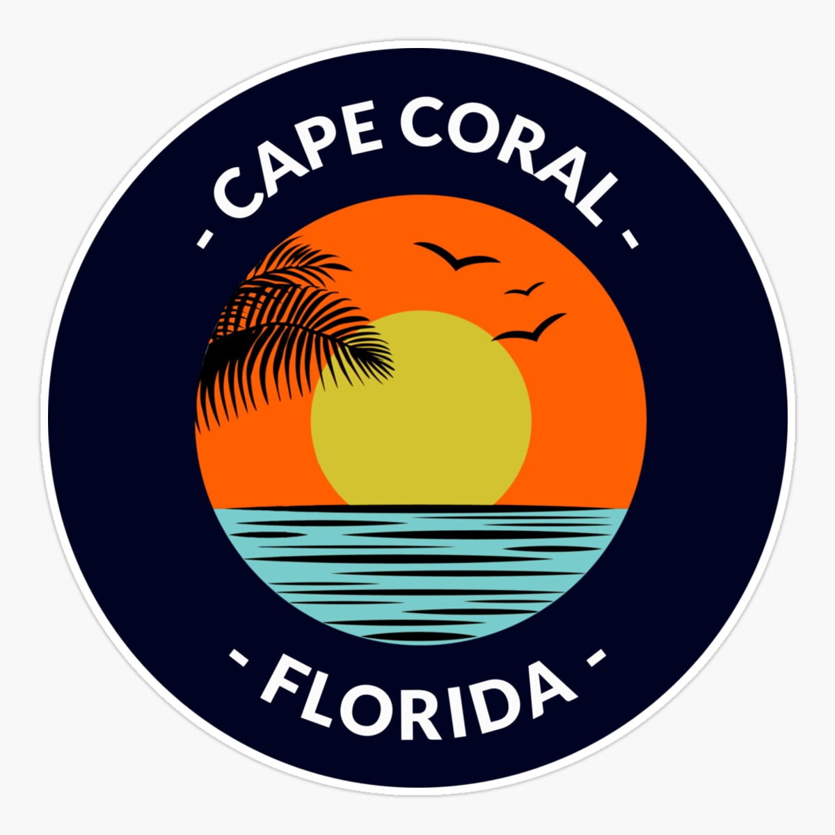 Onim Cape Coral Florida Beach Sunset Sticker, Phone Decal Water Bottle ...