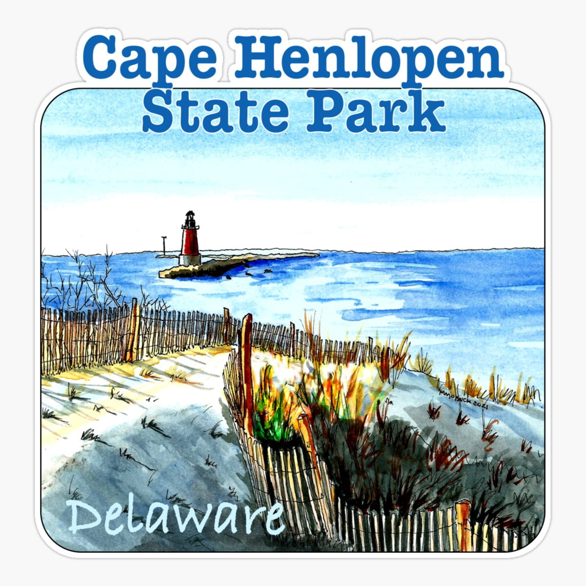 Onim Cape Henlopen State Park, Delaware Sticker, Phone Decal Water ...