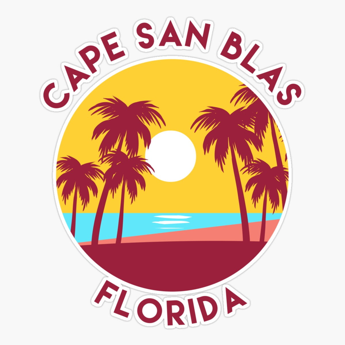 Onim Cape San Blas, Florida Sticker, Phone Decal Water Bottle Stickers ...