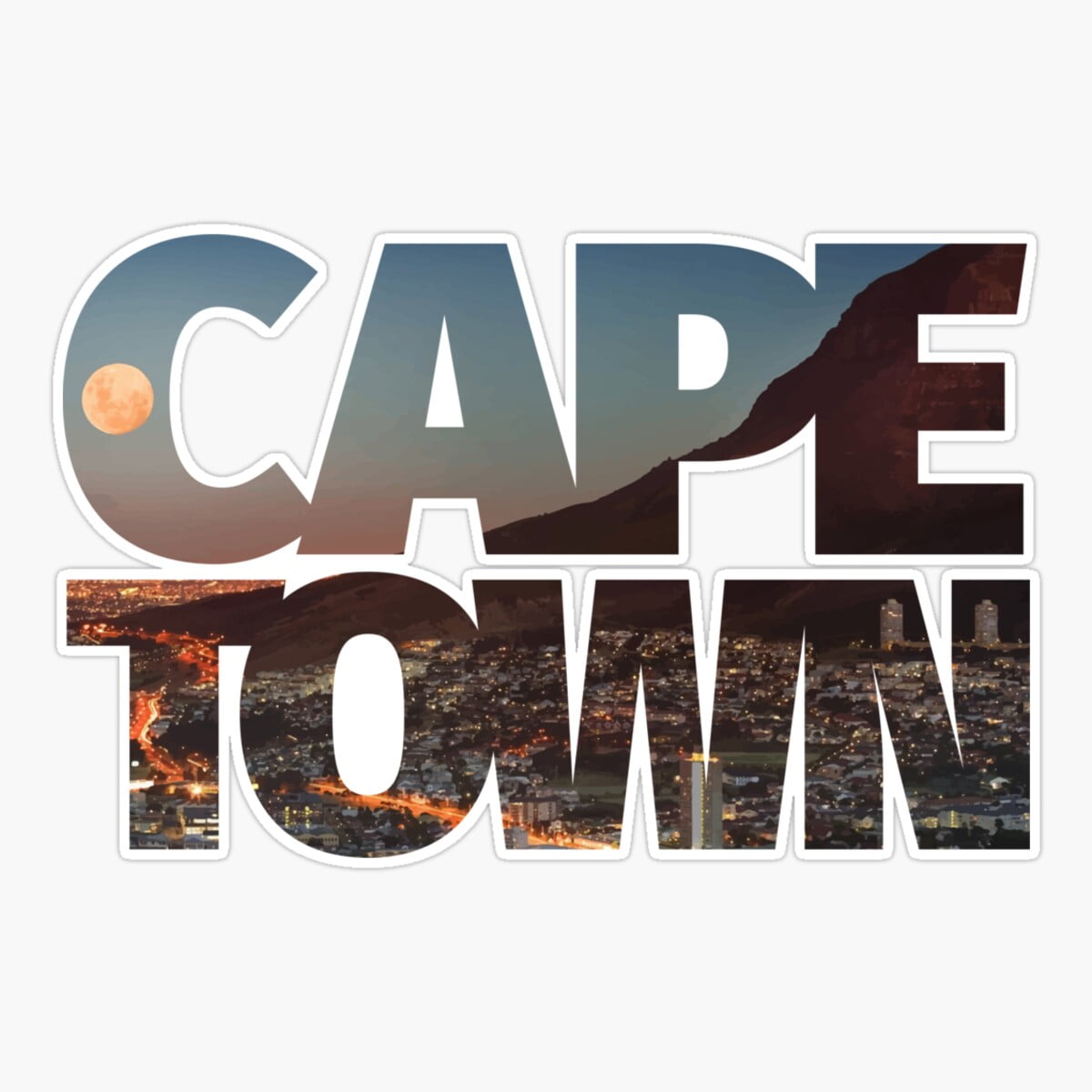 Onim Cape Town Typo South Africa Mother City Sticker, Phone Decal Water ...