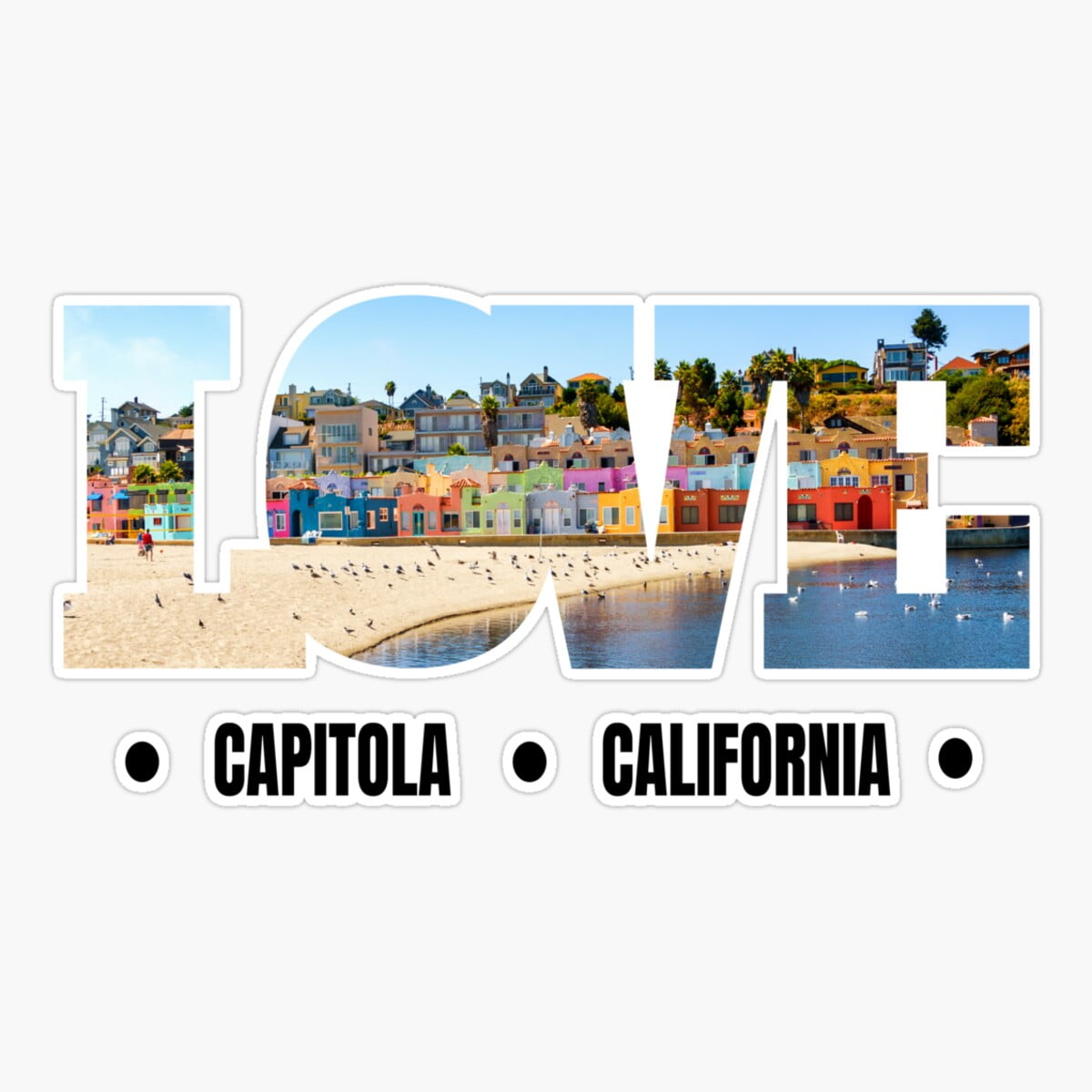 Onim Capitola California Santa Cruz Beach Design Sticker, Phone Decal ...