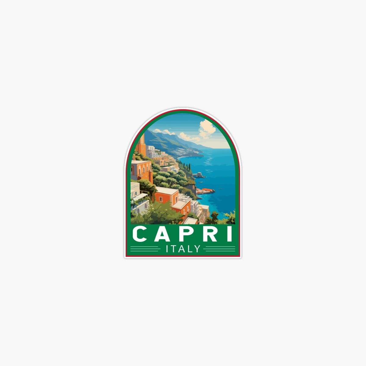 Onim Capri Italy Travel Art Emblem Sticker, Phone Decal Water Bottle ...