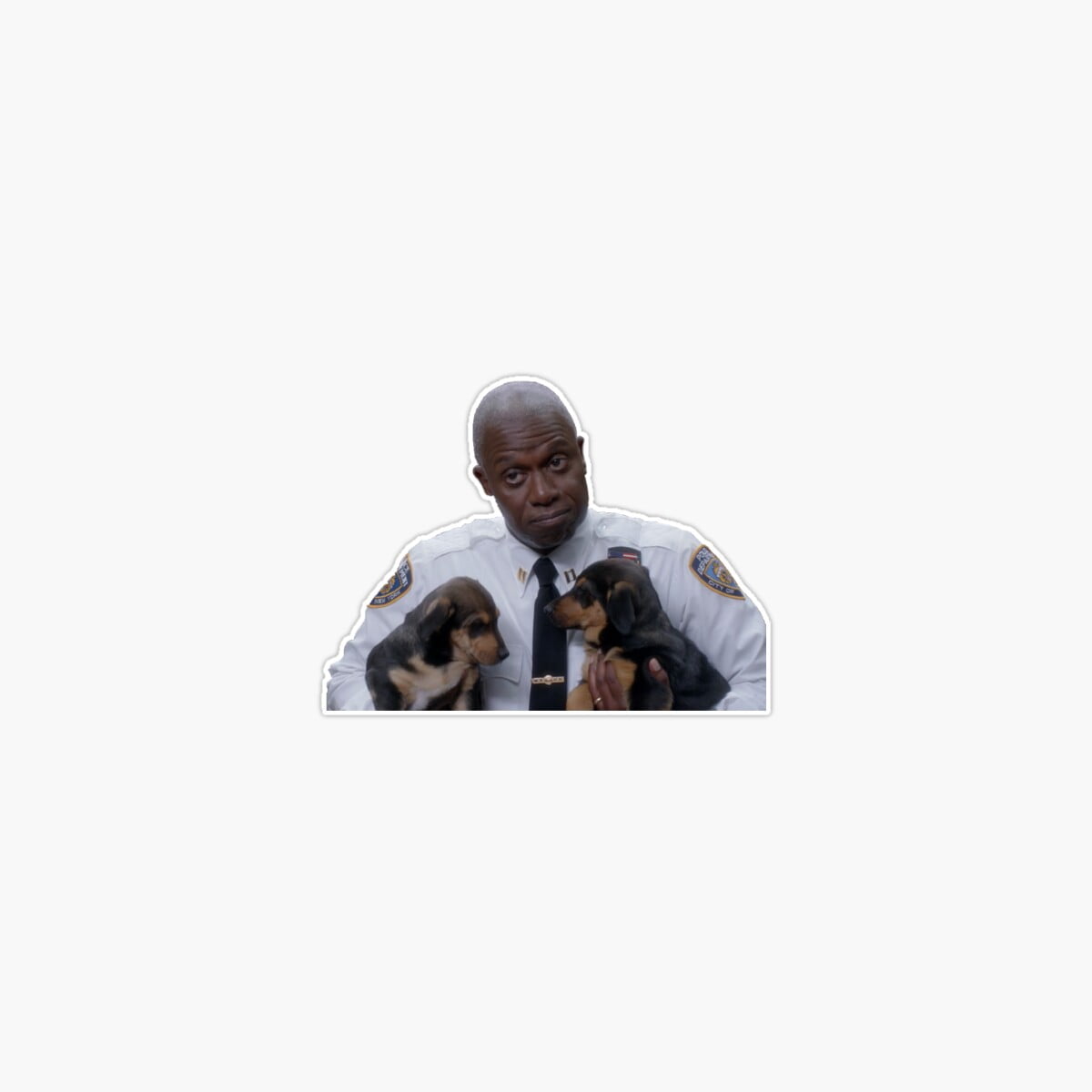 Onim Captain Holt With Puppies Sticker, Phone Decal Water Bottle ...
