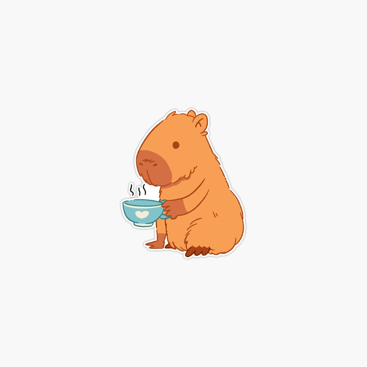 Onim Capybara With A Tea Cup Sticker, Phone Decal Water Bottle Stickers ...