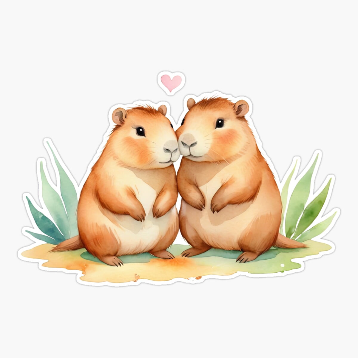 Onim Capybaras Couple, Cute Animals In Love Decor For Valentines Day ...