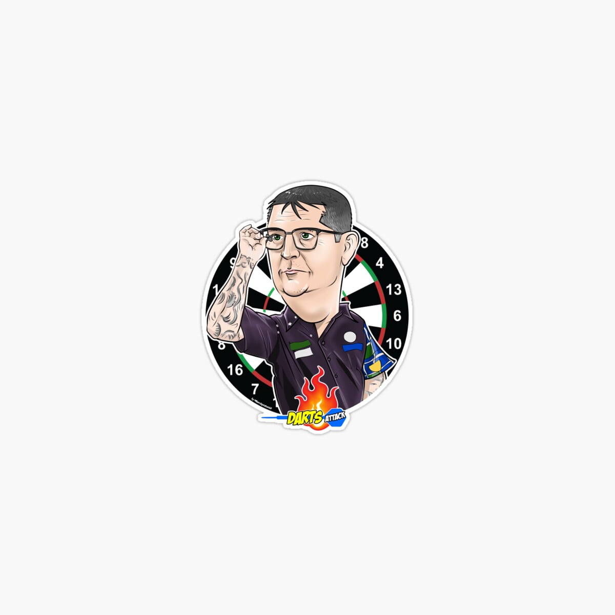 Onim Caricatura Gary Anderson By Darts Attack Sticker, Phone Decal ...
