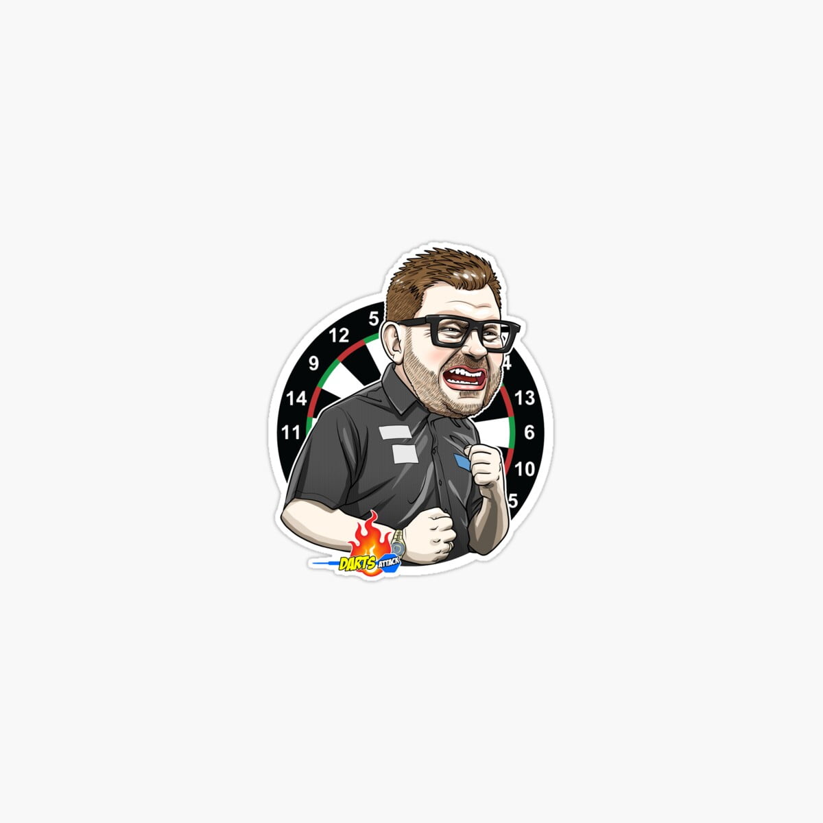 Onim Caricatura James Wade, By Darts Attack Sticker, Phone Decal Water Bottle Stickers Car ...